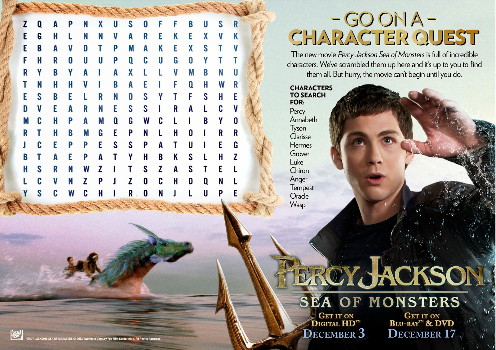 Percy Jackson Sea Of Monsters Luke Poster