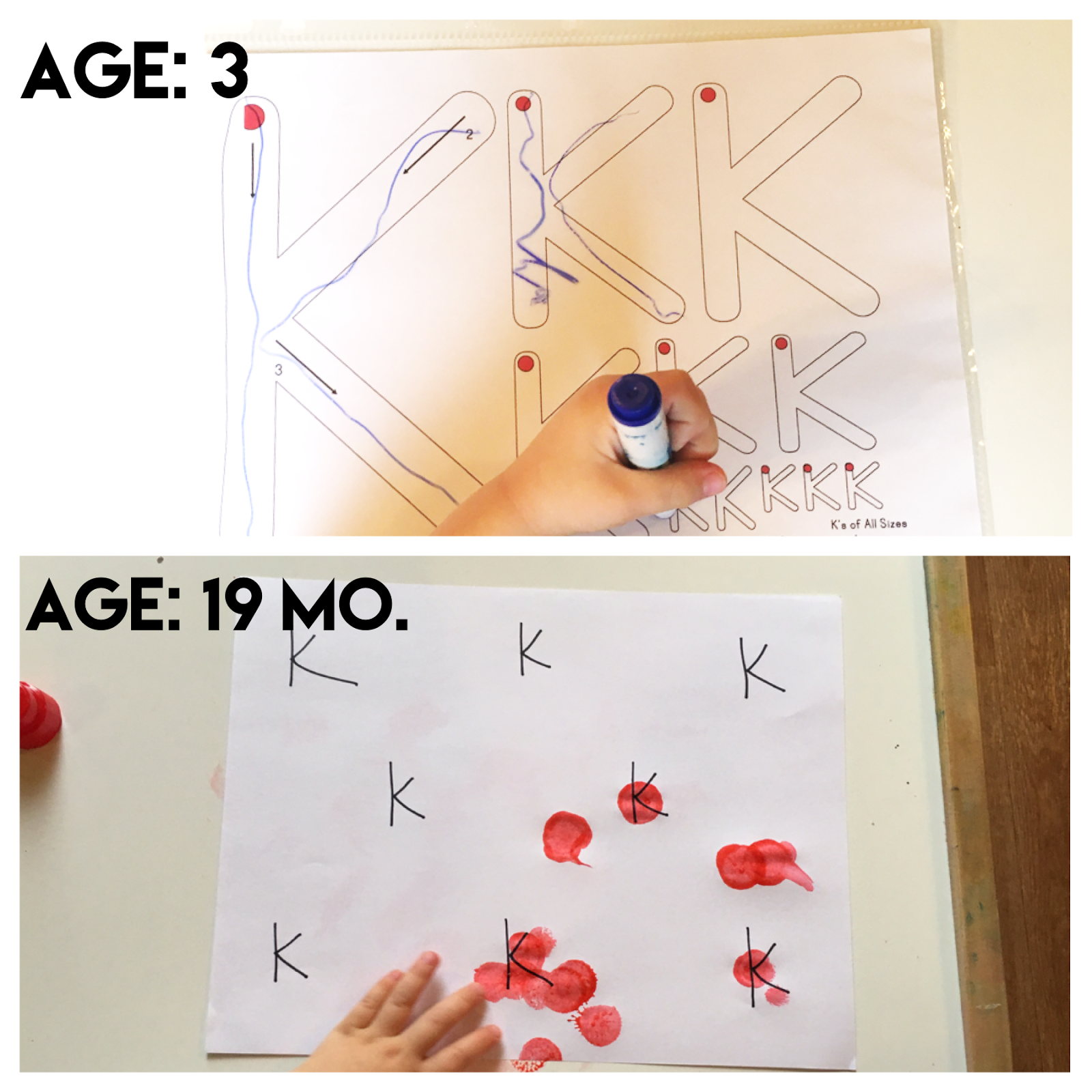Letter K Activities (ages: 3, 19 mo.)