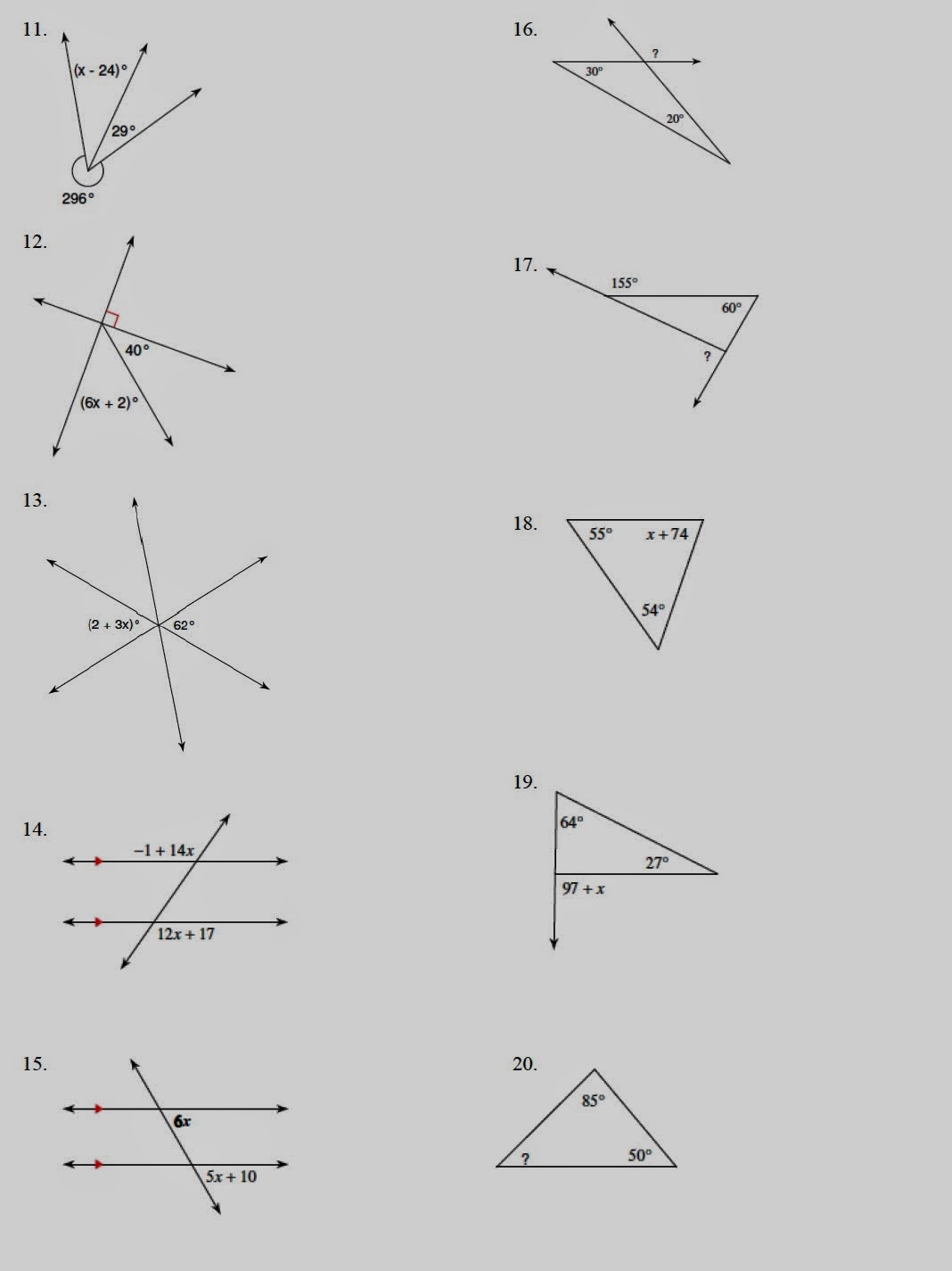 Mr. Matt's Math Classes: Assignment - A Mix of Missing Angles