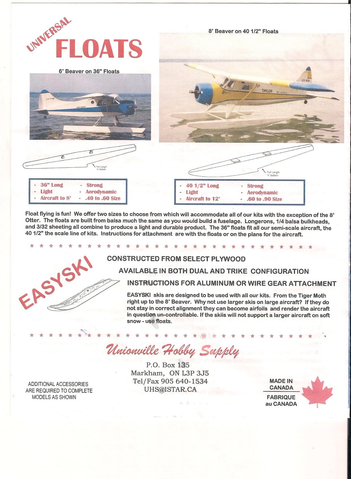 RC Flying Models: Canada's Famous Bush Planes by Unionville Hobby