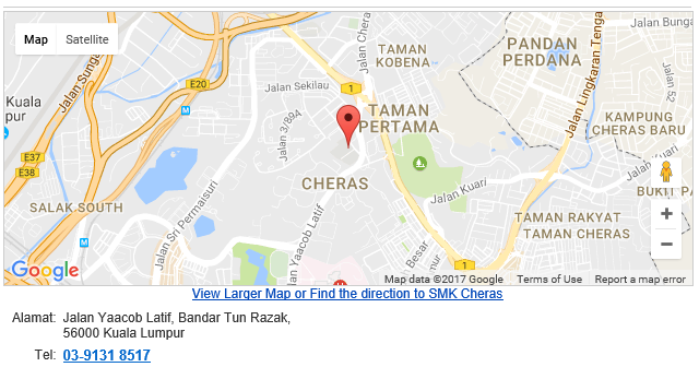 SEKOLAH MENENGAH KEBANGSAAN CHERAS KL: Peta Lokasi dan Alamat SMK Cheras