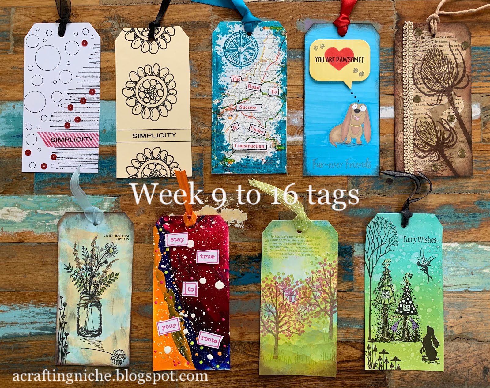 A Crafting Niche: Week 9-16 Overview - 52 Week Art Card / Tag Challenge ...