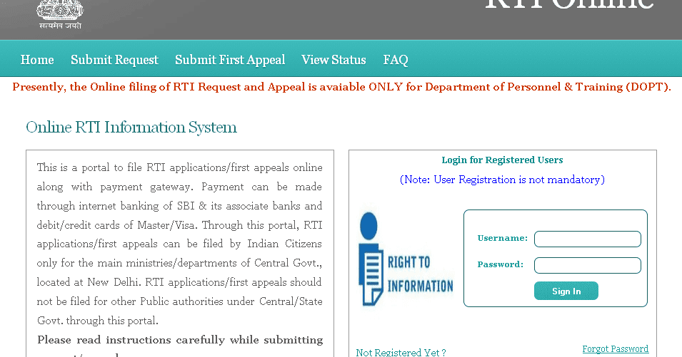 rtionline.gov.in – RTI Online application form, check status ...
