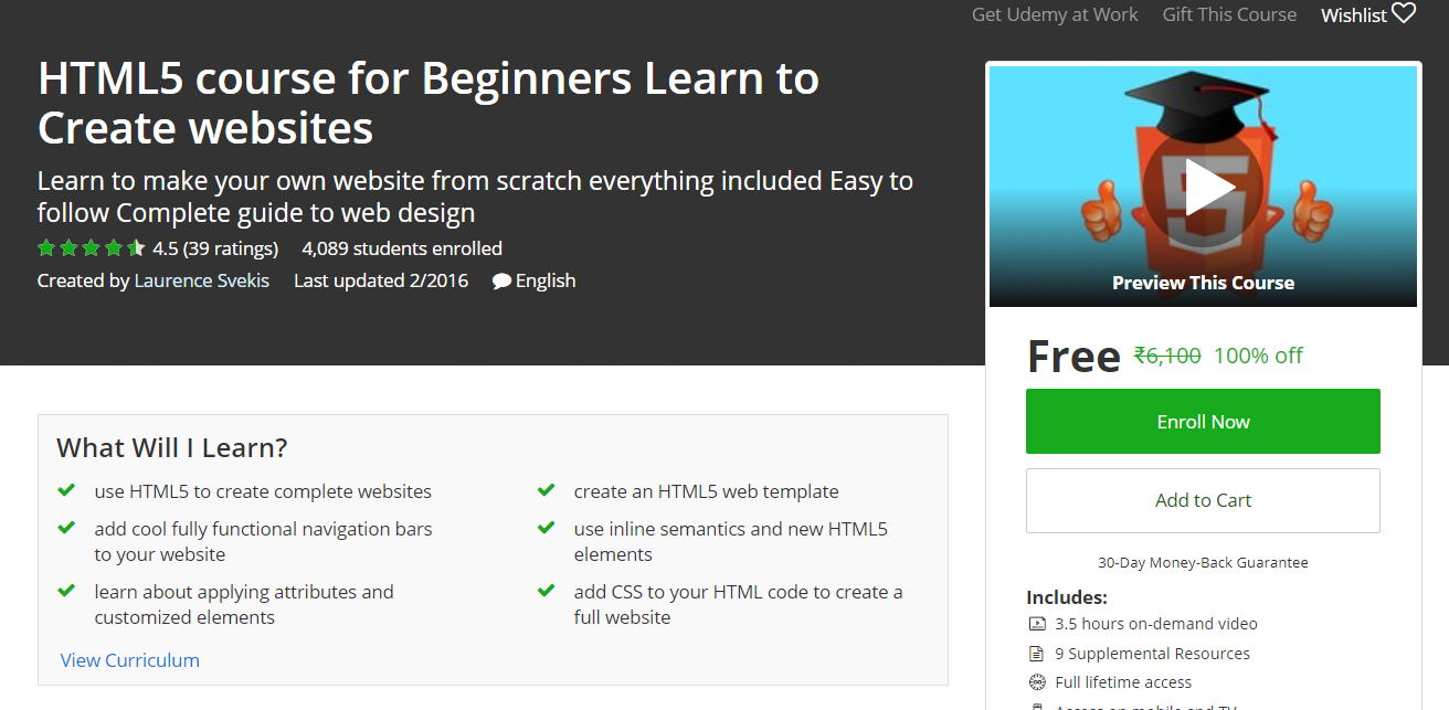 100% OFF - HTML5 course for Beginners Learn to Create websites 100% OFF - HTML5 course for Beginners Learn to Create websites