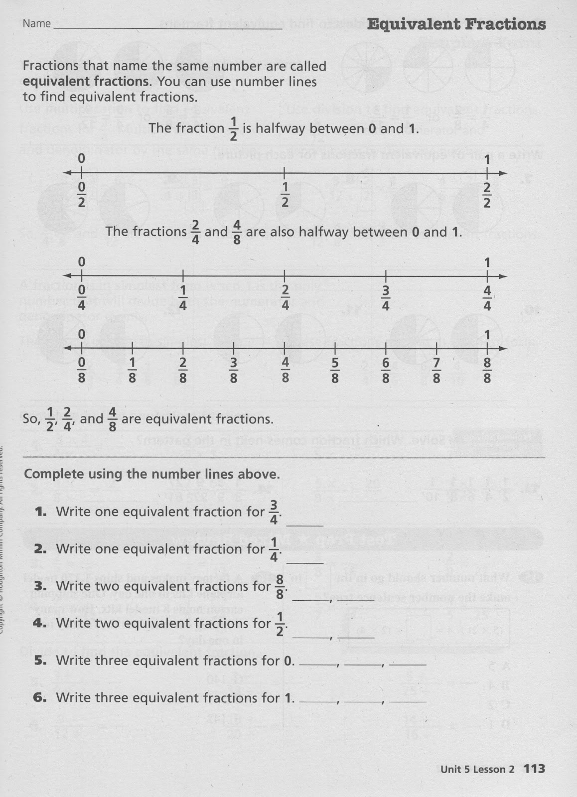 Homework 2012-2013: February 20th - Equivalent Fractions