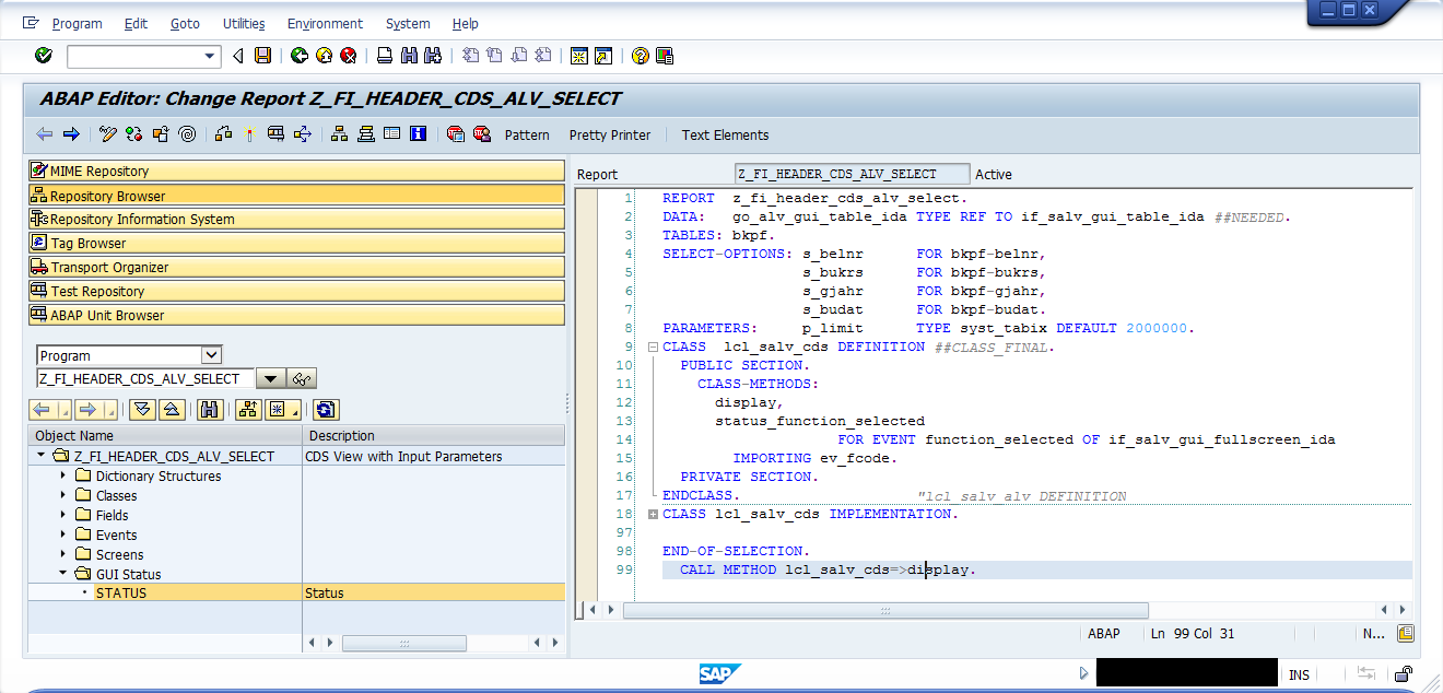 SAP ABAP Central: CDS ALV report with selection criteria