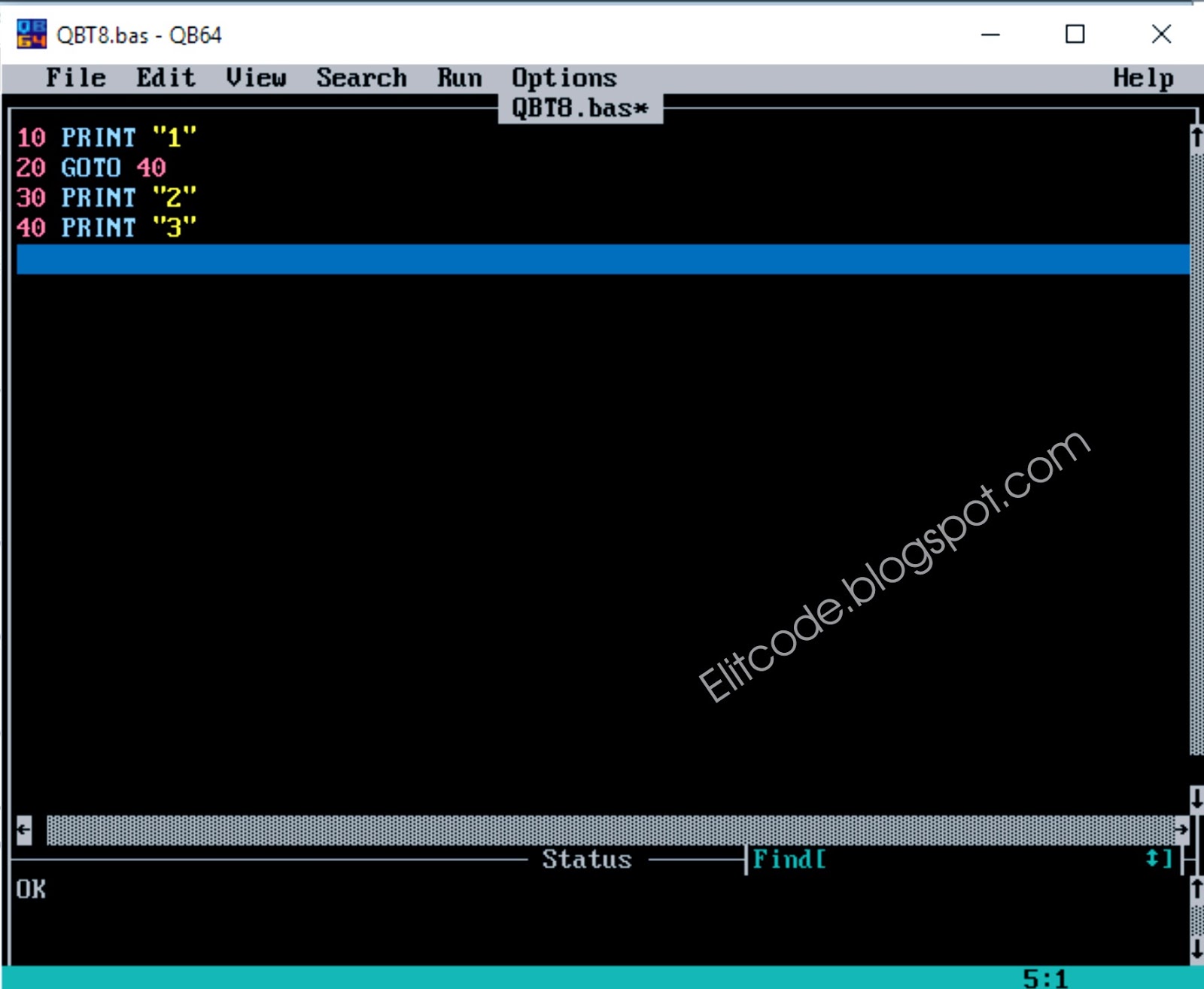 QBASIC TUTORIAL 8 - GOTO and GOSUB ~ ELITCODE - Learning Starts Here