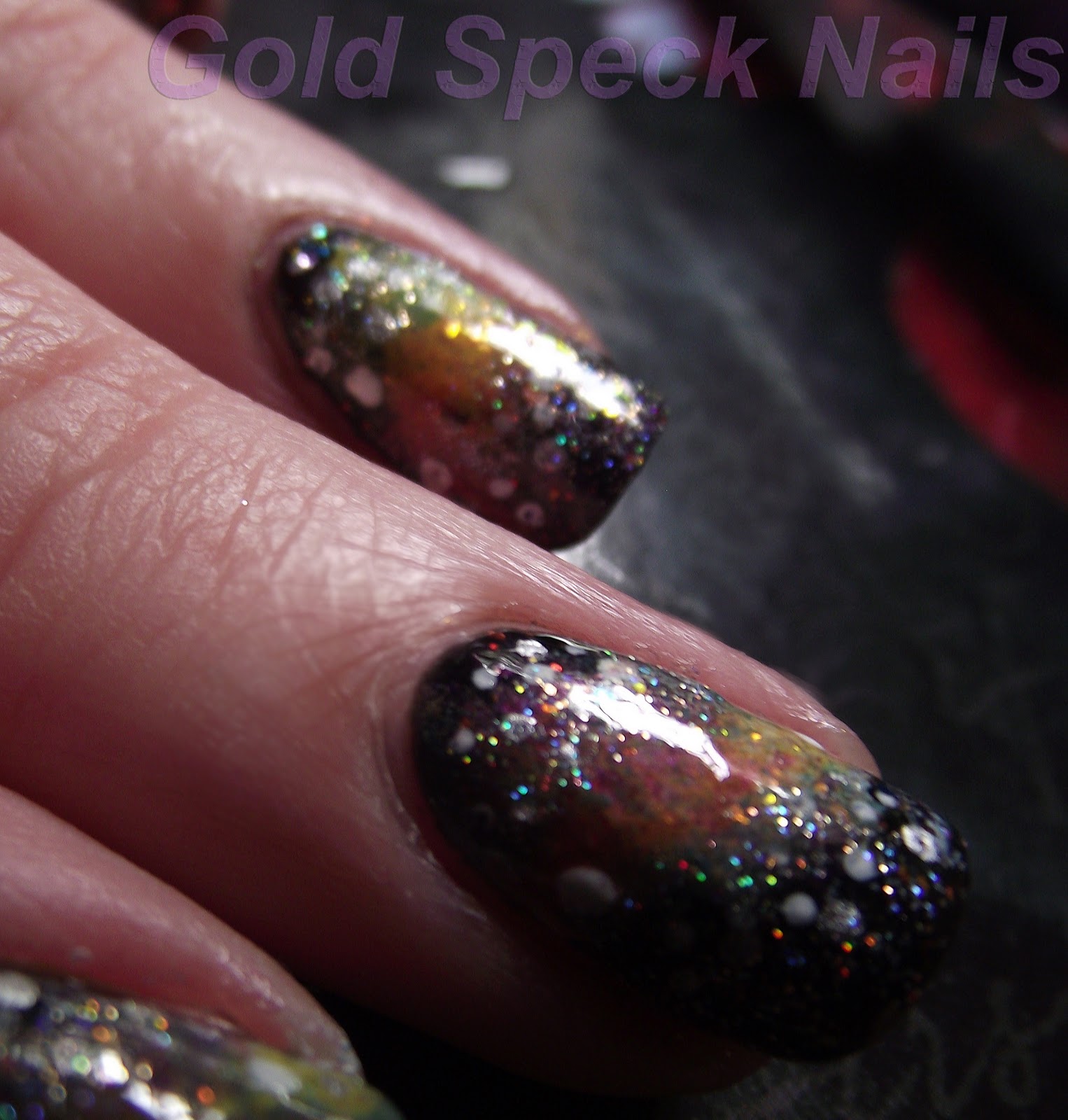 Gold Speck Nails: Galaxy/Nebula Nails