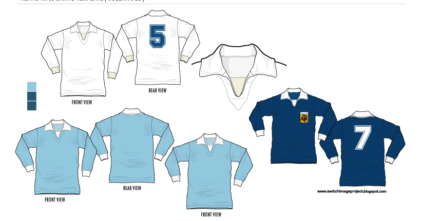 Football teams shirt and kits fan: Classic 70s Collar 5 Template