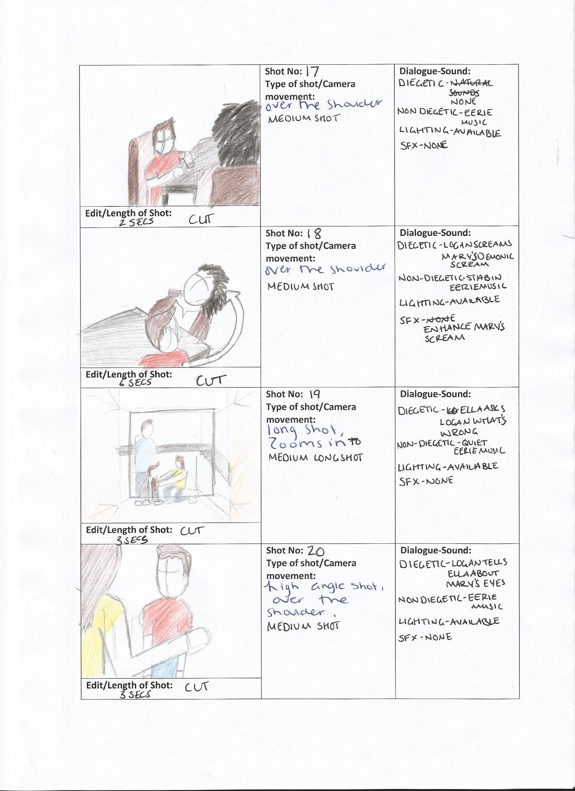 Maddy Scott - A2 Media Studies : Storyboard of Film Trailer