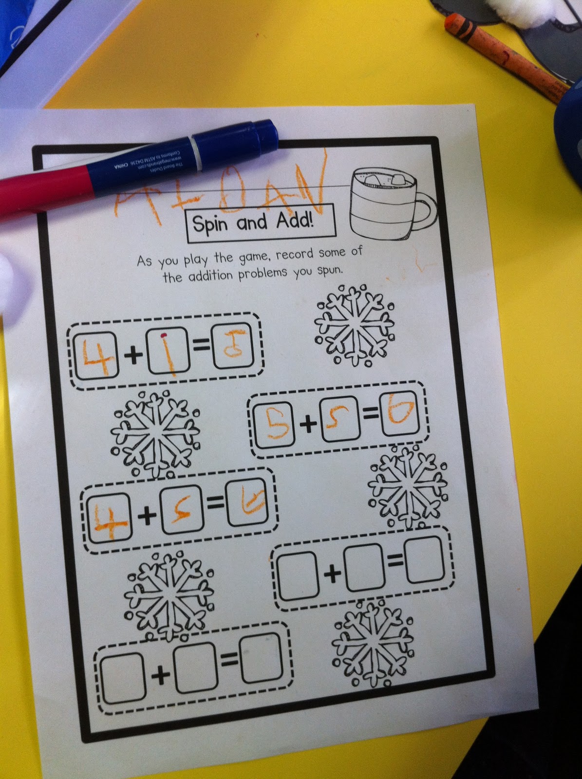 Loving and Learning a Latte: Freebie! Spin and Add Addition Game... a ...