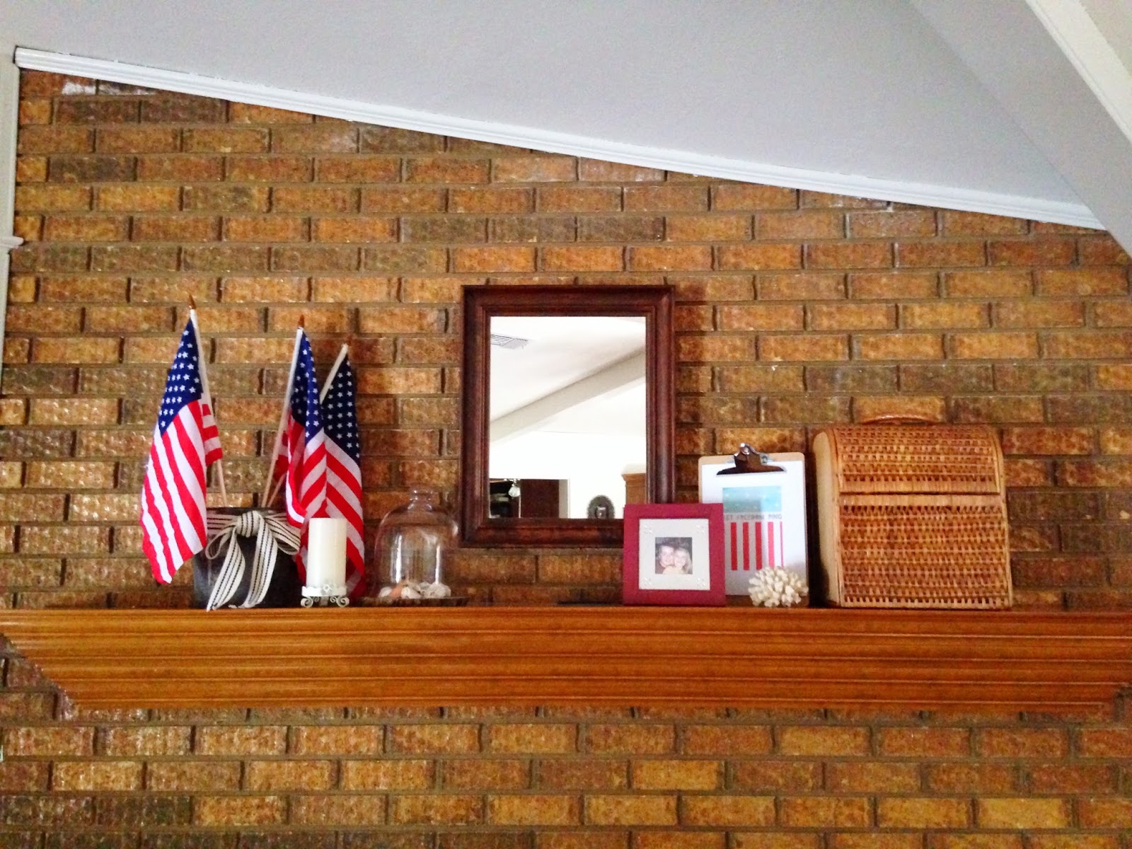 Blue Jeans and Turquoise: 1980's Brick Fireplace Makeover