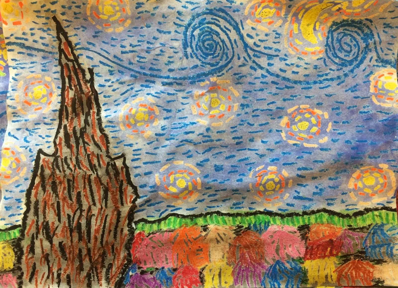 The Art Studio at Cooper Dual Language Academy: Van Gogh's "Starry Night"