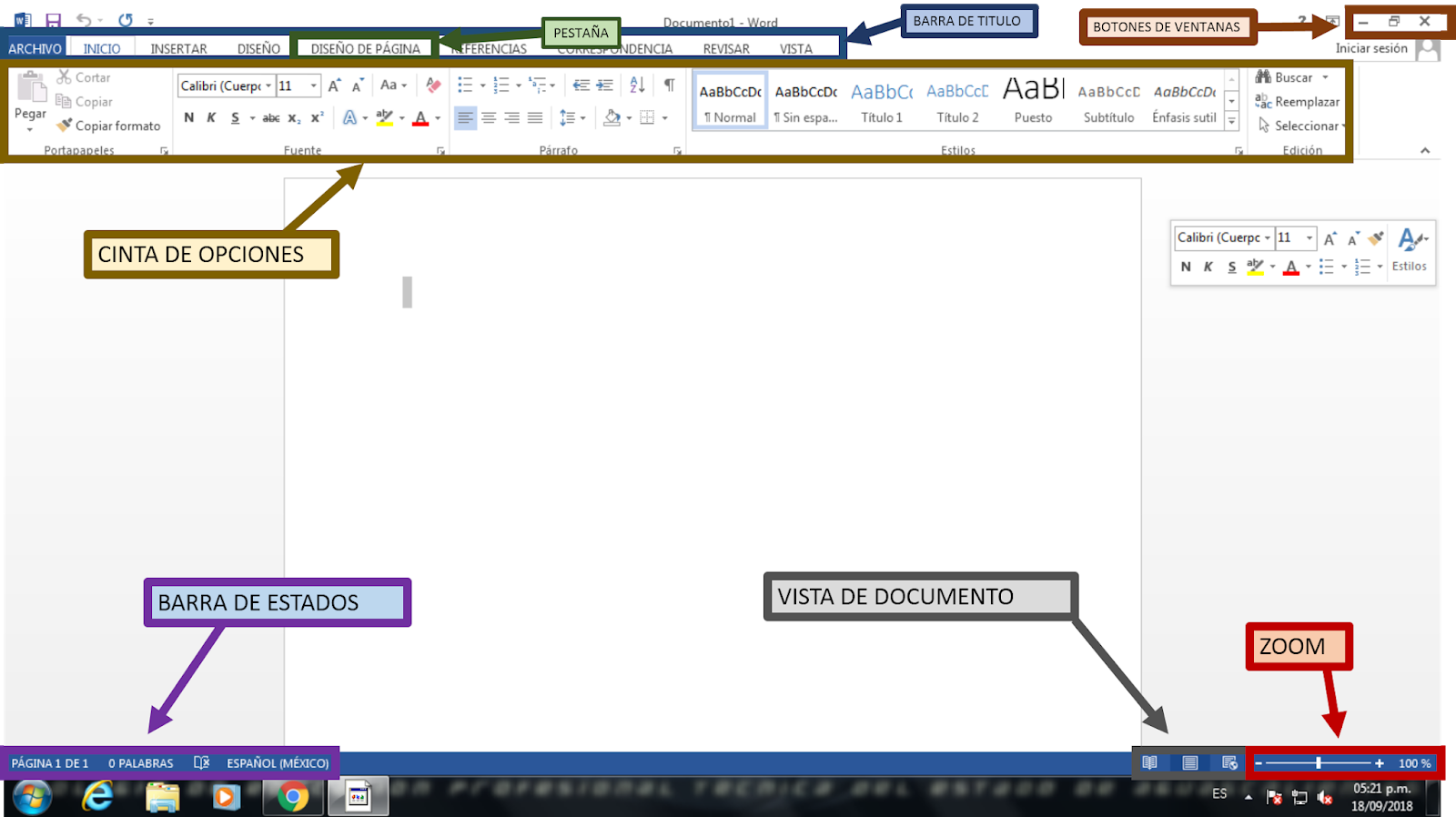 El procesamiento de información por medios digitales : USO DE WORD