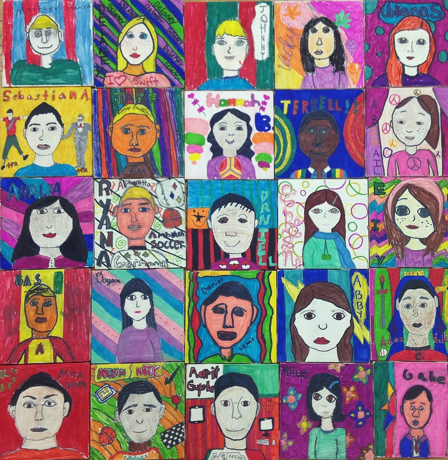 Mrs. Smith's Creatvity Lab : 5th Grade - Self Portrait Tiles for School ...