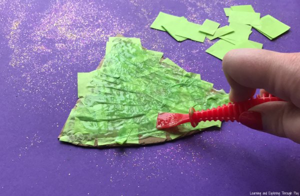 Learning and Exploring Through Play: Tissue Paper Christmas Tree Craft