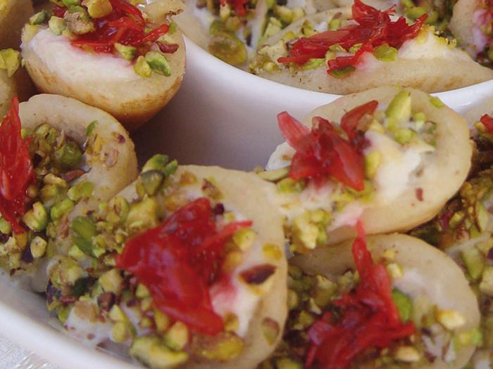 Katayef With Cream and Cherry Jam Recipe | LEBANESE RECIPES