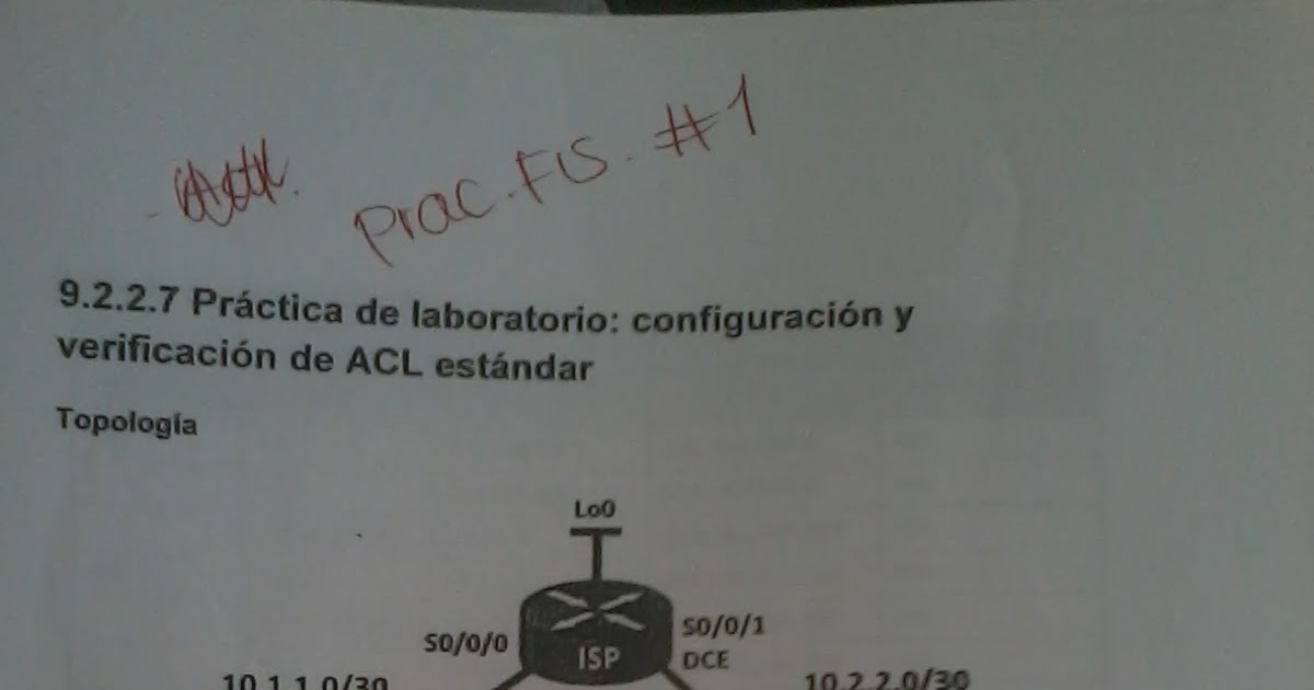 CISCO II: PractFisica 1.- Configuración y verificación de ACL estándar