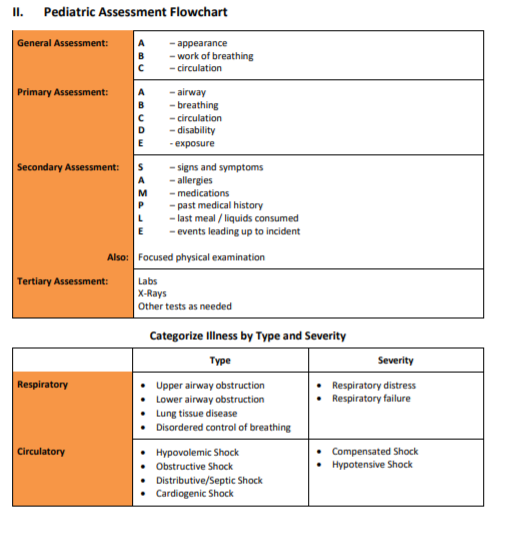 PALS Study Materials - Pediatric Assessment Flow Chart