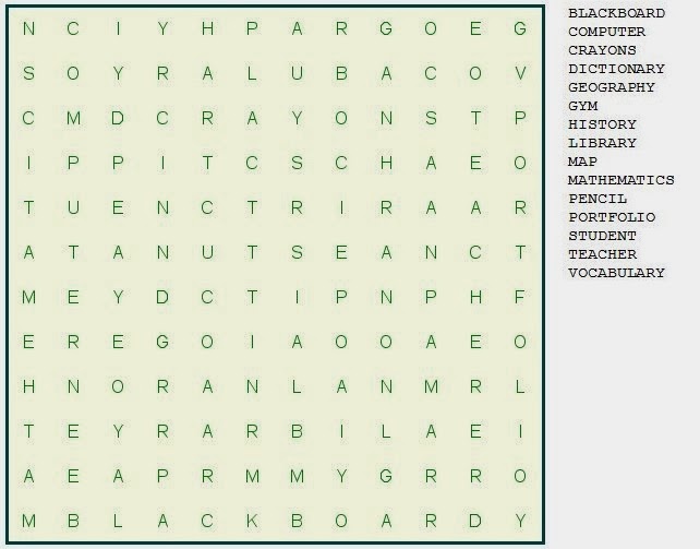 Free printable Word Search and Sudokus: Word Search 30 (School)