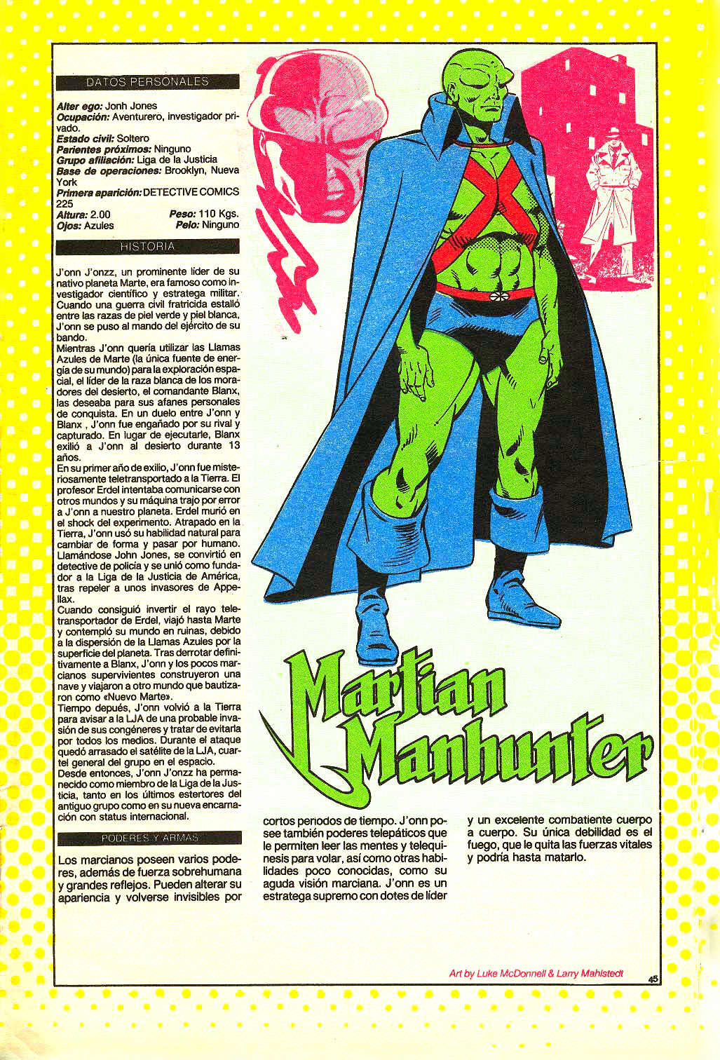 Fichas de Superheroes Marvel y DC: Detective Marciano