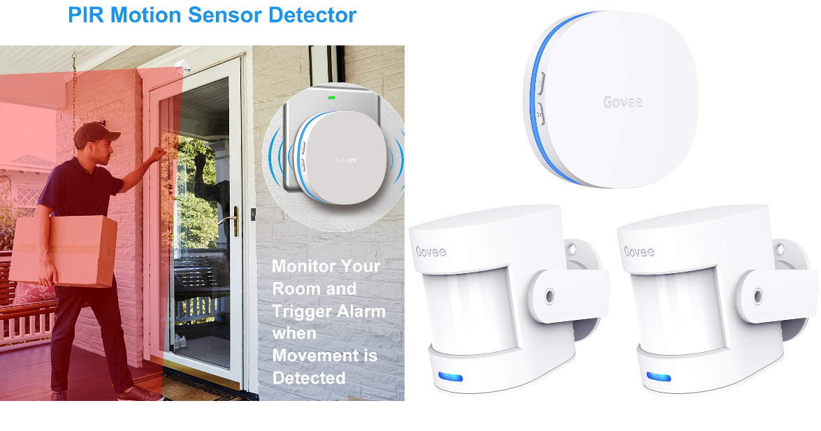 Govee Home Security Motion Detector Alarm With 2 Motion Sensors $23.99 ...