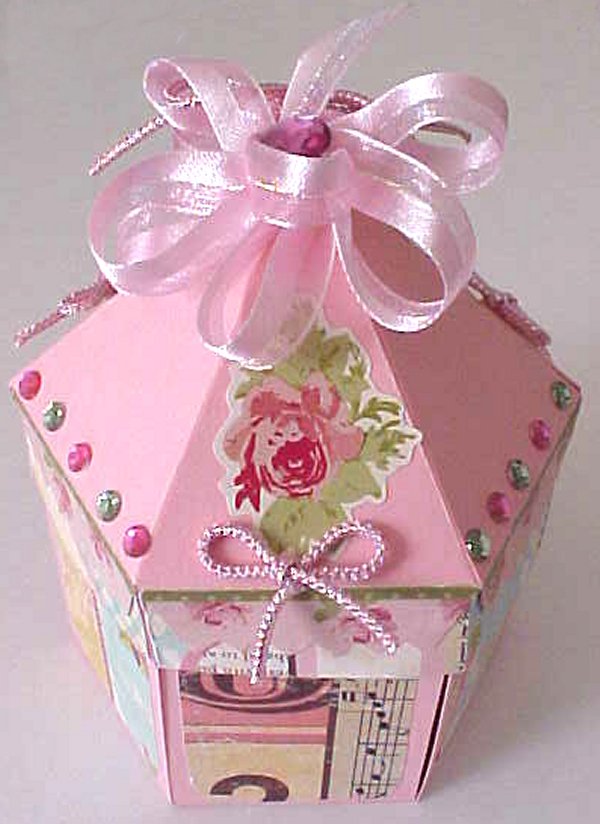Paper Craft Creations: Exploding Hexagon Pink Carousel Box
