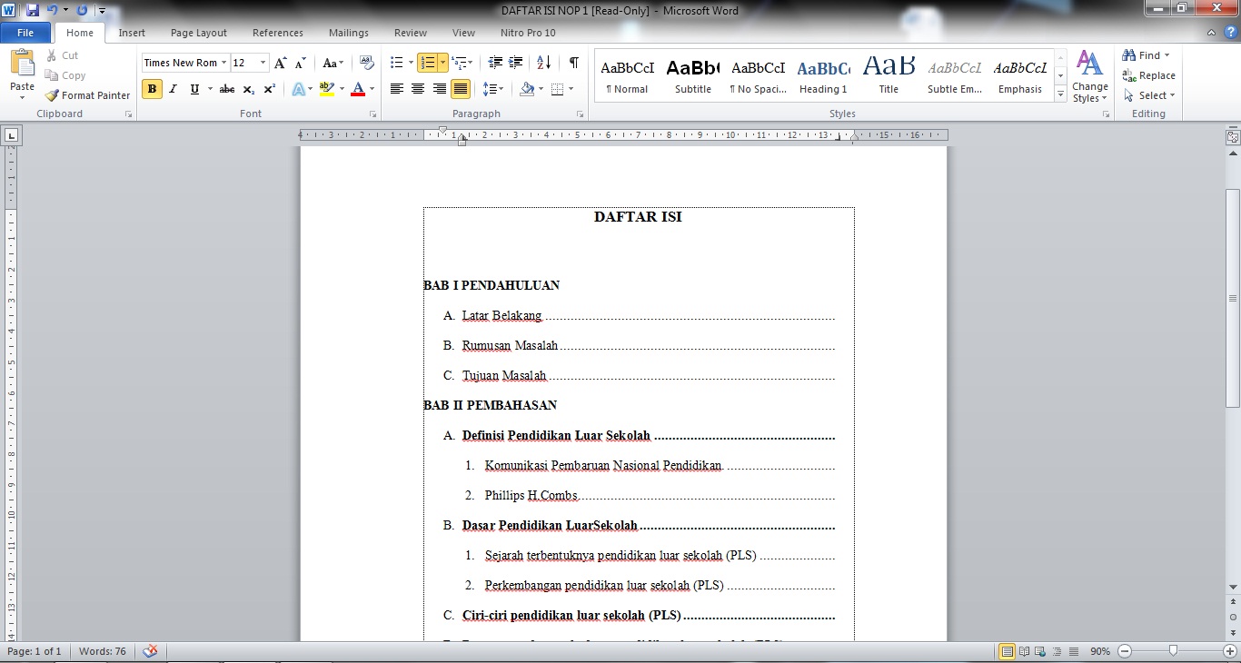 Ranov Putra: CARA MEMBUAT DAFTAR ISI RAPI, BAIK DAN BENAR