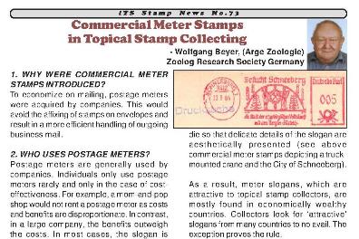 ITS Stamp News: Commercial Meter Stamps in Topical Stamp Collecting