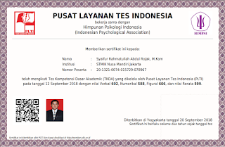 Sertifikat TOEP PLTI