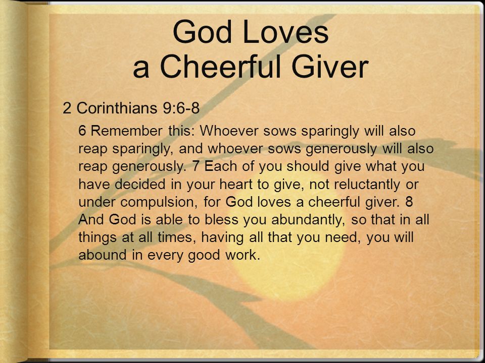 Living for God: God Loves a Cheerful Giver