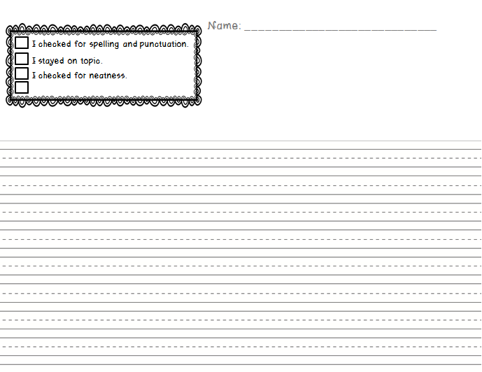 The 2 Teaching Divas: Writing Paper with Self-Assessing Check List