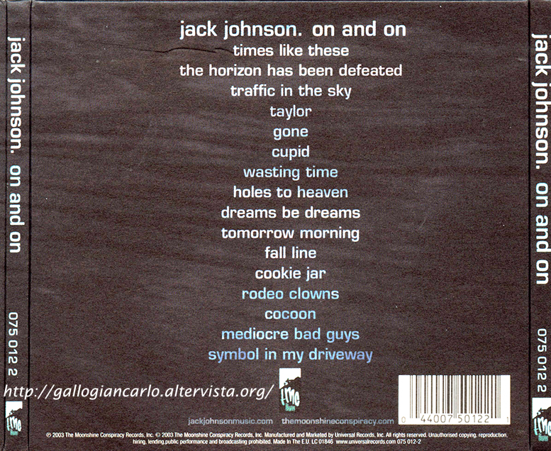 Jack Johnson "on and on" Cd – – Fotografie ed altro