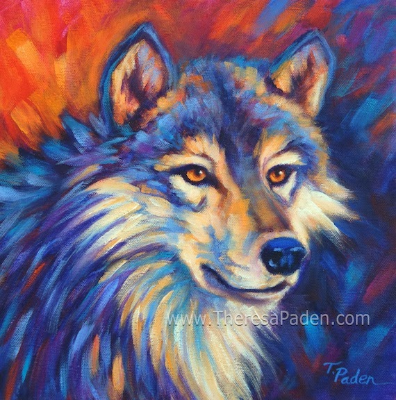 Wildlife Art of the West: Expressive Vibrantly Colorful Wolf Painting ...