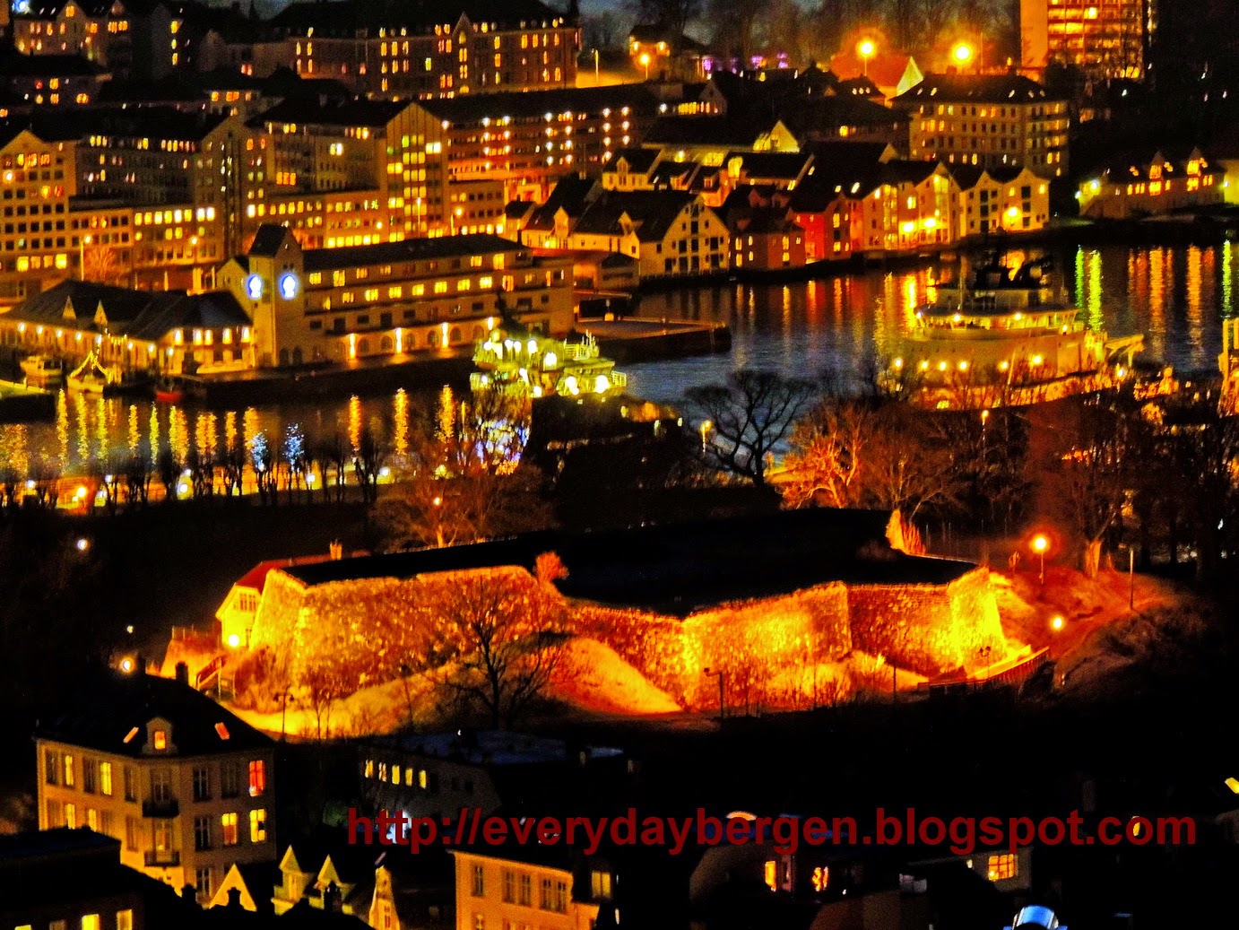 Bergen at night.