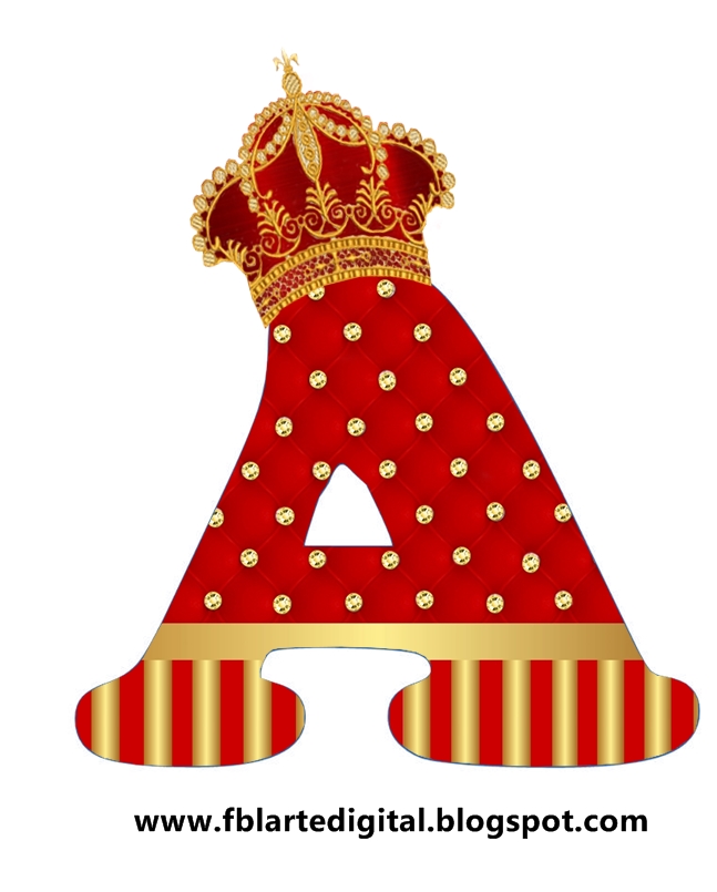 Abecedario Realeza con Corona Rojo y Dorado. Red and Gold Free ...