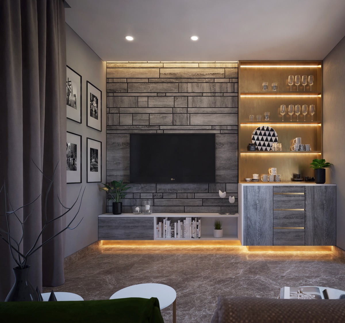 60 Ide Menarik Dekorasi Rak TV Dinding - Rumahku Unik