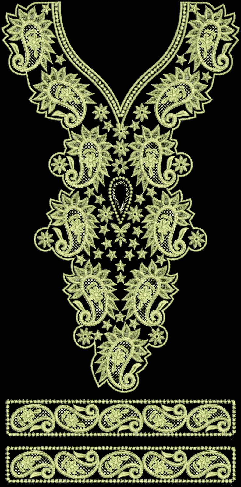 EmbDesignTube: Pakistani emb boutique neck with border by Kashif Khan