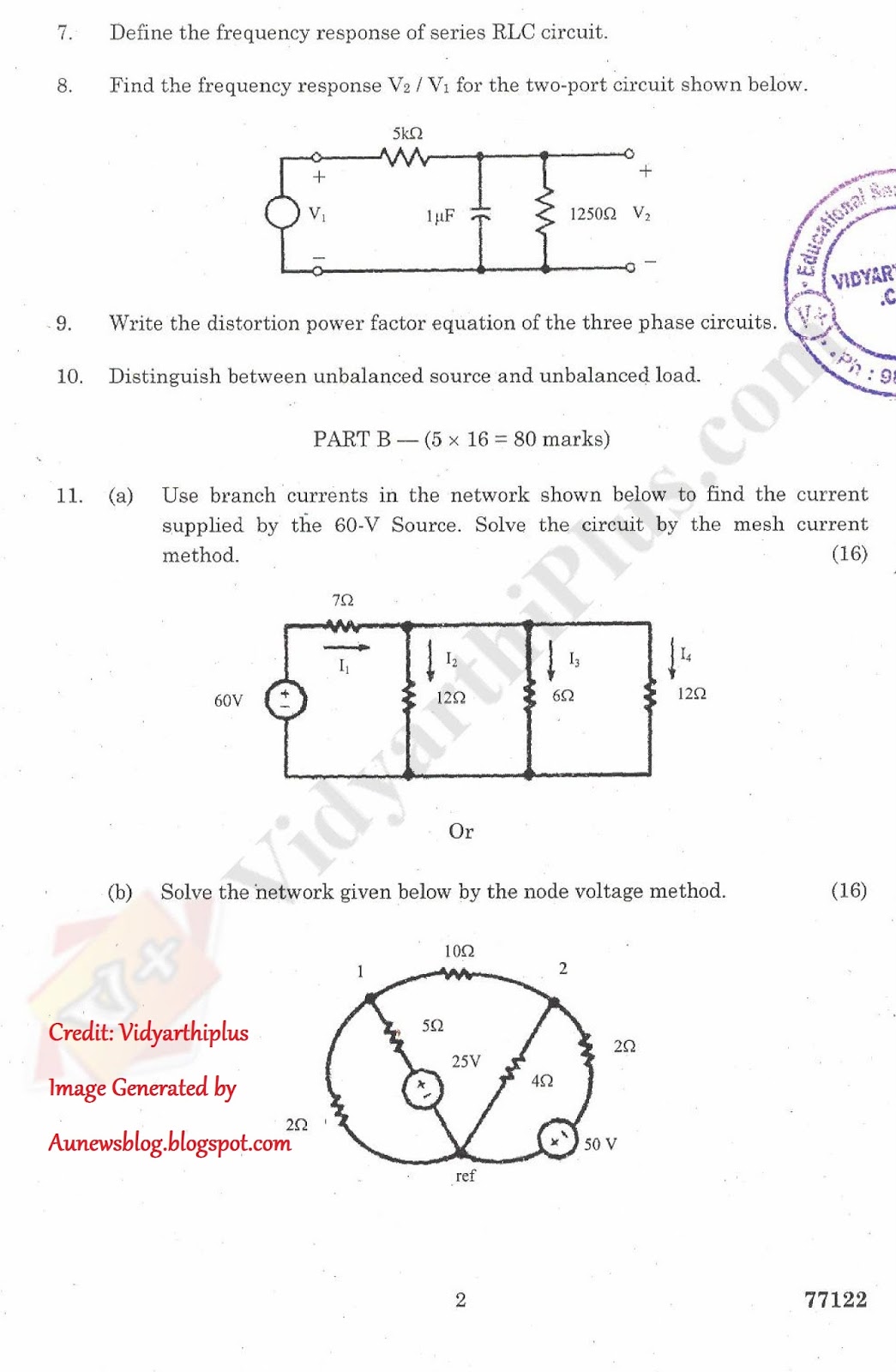 EE6201 Circuit Theory May/June 2015 Question Papers (2nd SEM EEE,E&I,IC ...