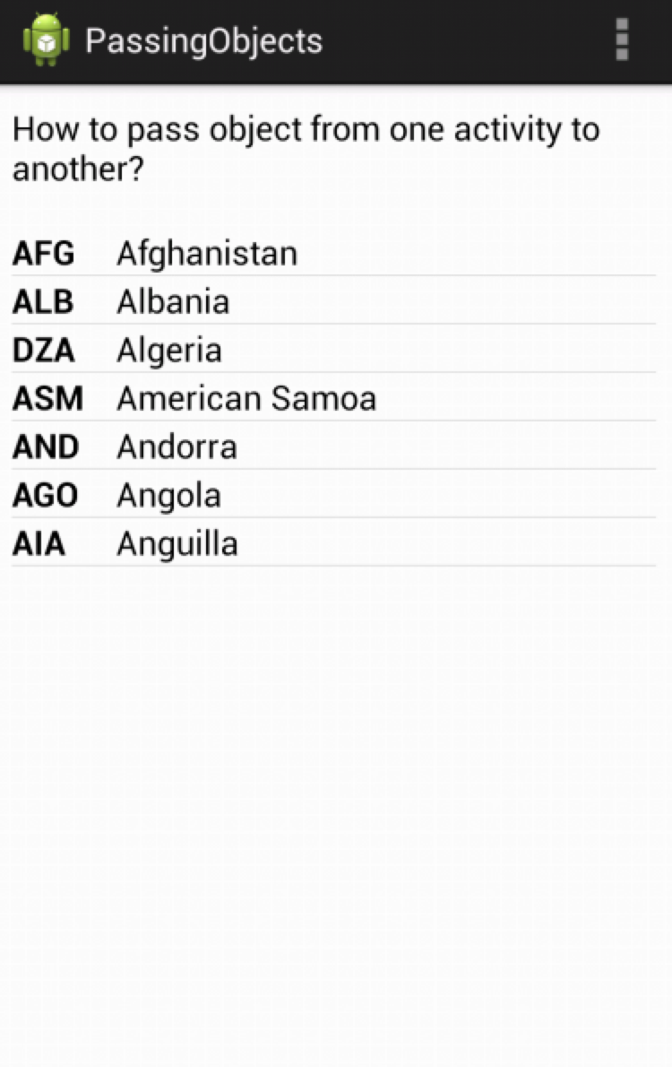 Programmers Sample Guide Android Pass Object From One Activity To Another