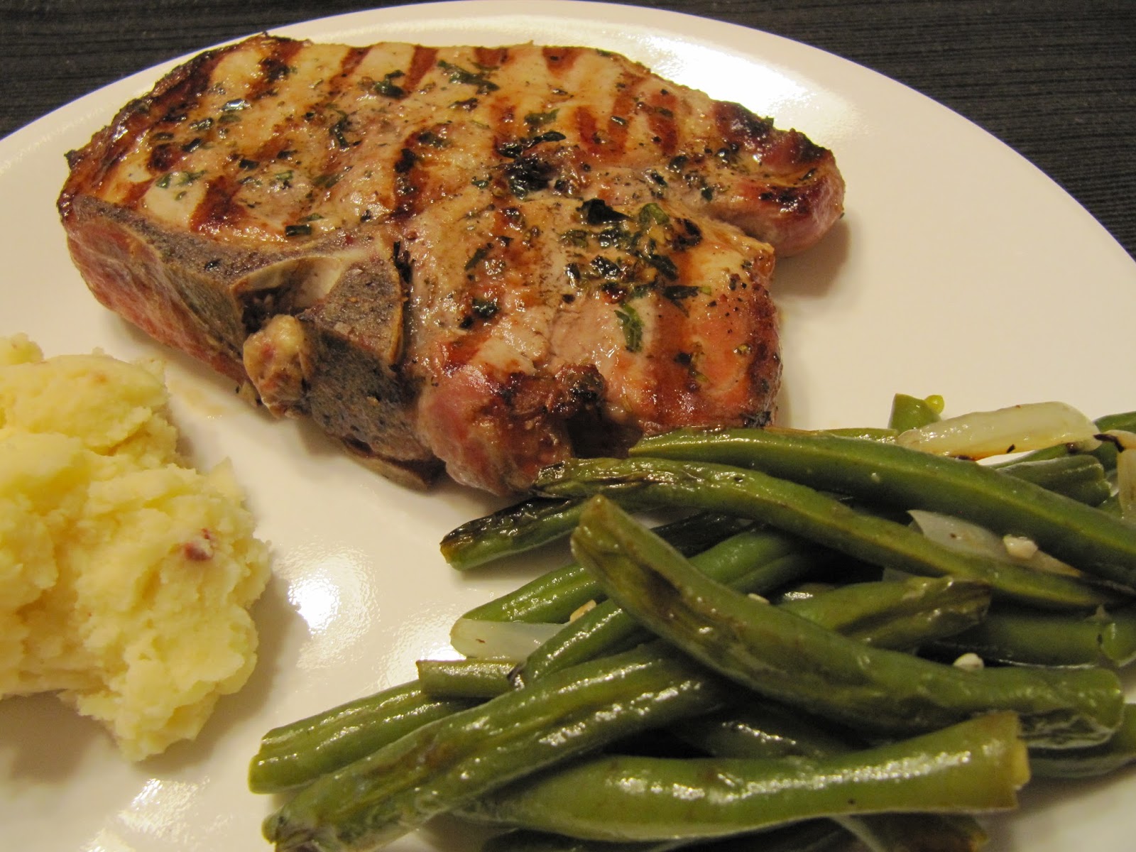 Cookin' in Anne's Kitchen: Grilled Pork Chops with Herb Pesto and Green ...