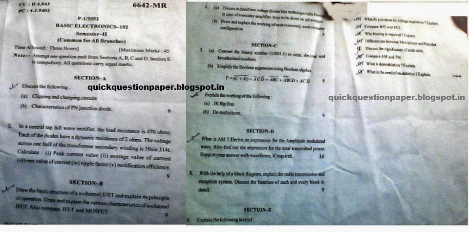 Quick Question Paper