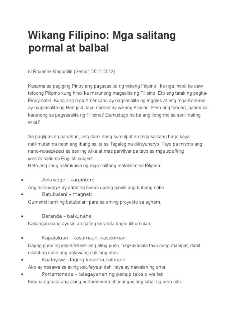 salitang balbal - philippin news collections