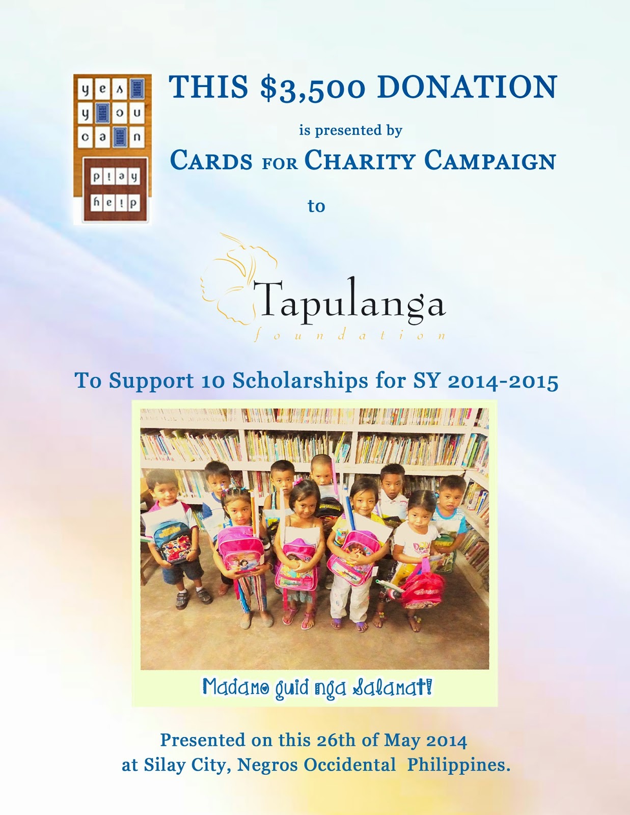 Tapulanga Foundation blog: Salamat! - A Tapulanga Foundation newsletter
