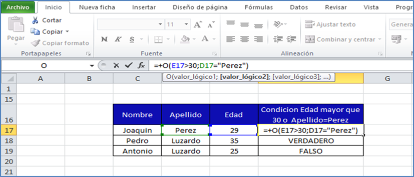COMO USAR LA FUNCION O EN EXCEL ~ EXCELONLINEJC COMO USAR LA FUNCION O EN EXCEL ~ EXCELONLINEJC