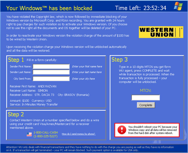 Your Windows has been blocked Pop Up. ~ Virus Removal Support
