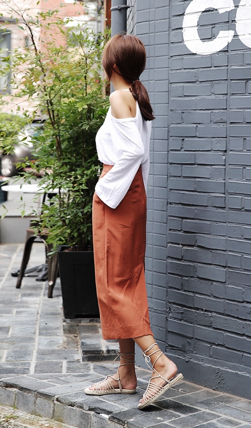 [Dahong] Back Elasticized H-line Long Skirt | KSTYLICK - Latest Korean ...