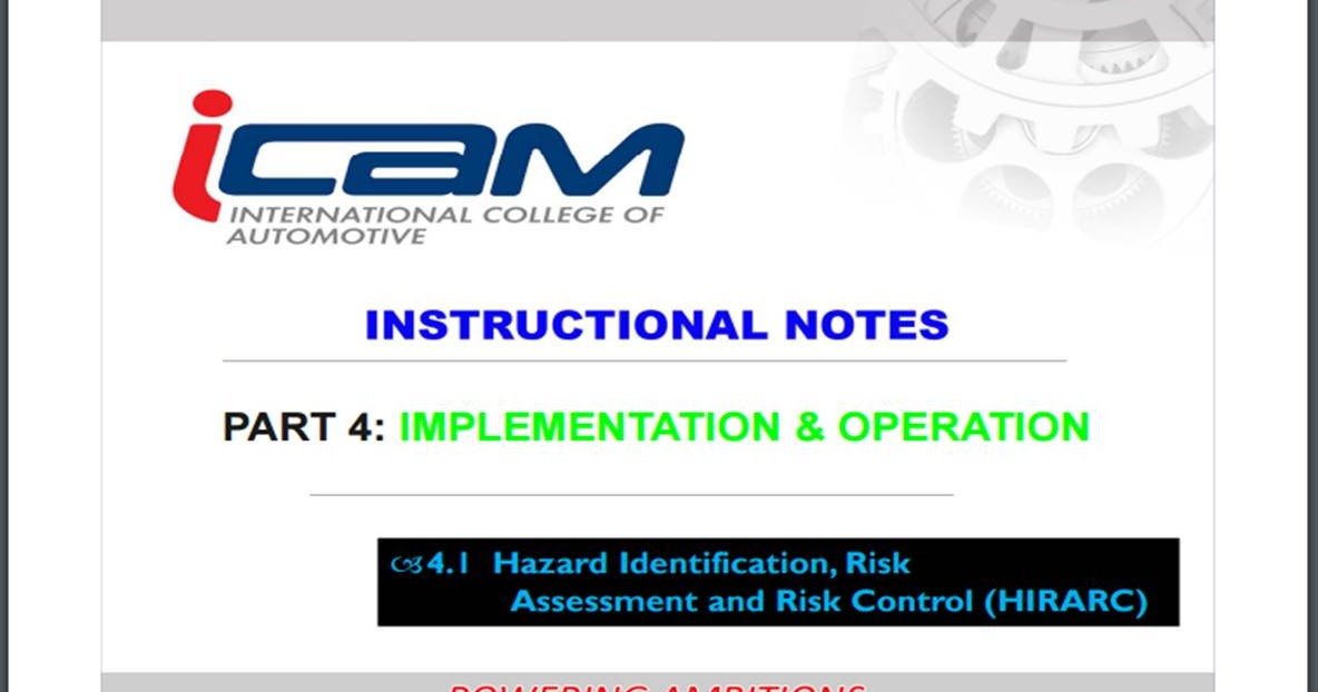 OSH The Journey: HIRARC - ICAM
