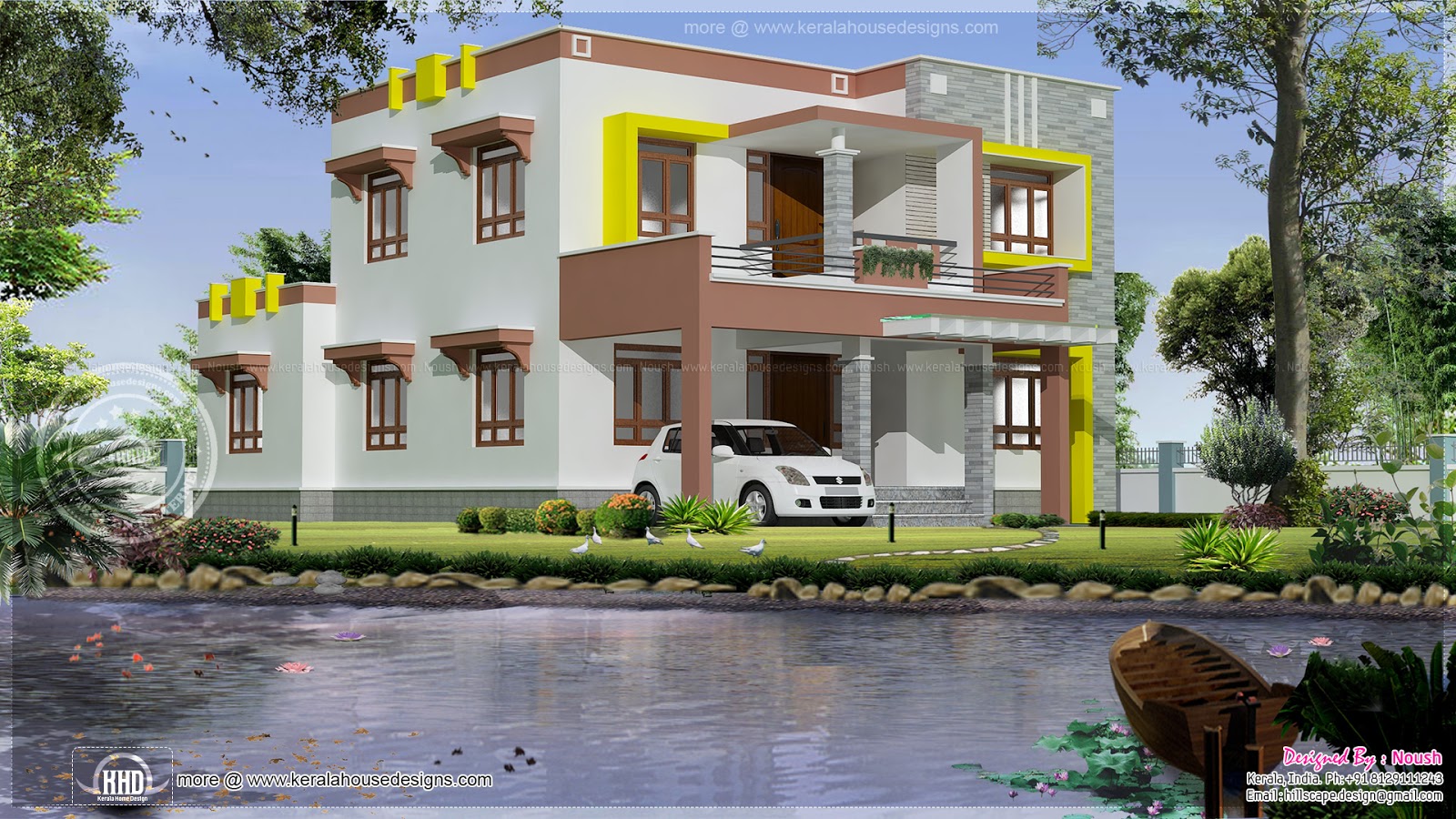 207 square meter river side house exterior | Home Kerala Plans